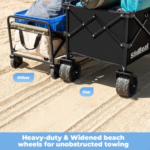 SLIDBEAT Beach Wagon with Big Universal Wheels – Folding Wagon – Wagons ...