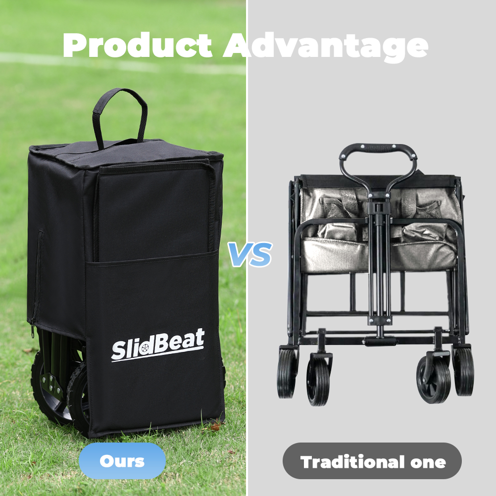 SLIDBEAT Collapsible Wagon with Rebound Handle- Wagons Carts Heavy Duty ...