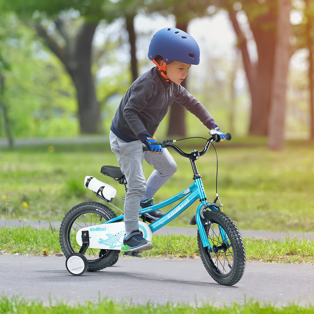 SLIDBEAT Kids Bike for Ages 3-6 with Training Wheels 14 Inch Children ...